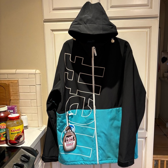 Neff | Jackets & Coats | Nwt Neff Snow Jacket Size Xl Black And Blue ...